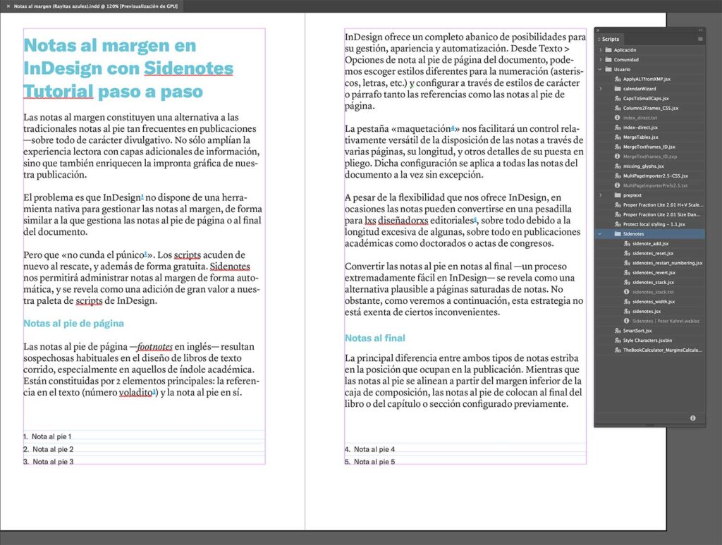 Notas al margen automáticas en InDesign: Sidenotes | Rayitas Azules ...