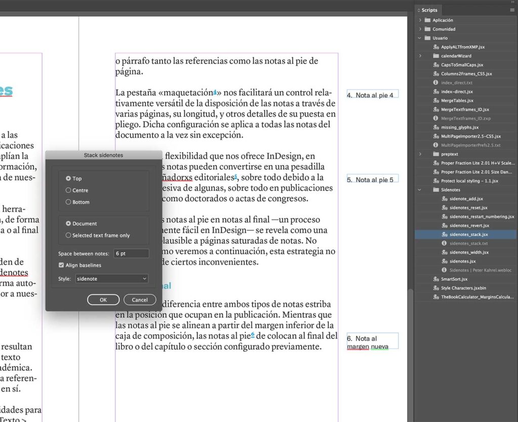 Notas al margen automáticas en InDesign: Sidenotes | Rayitas Azules ...